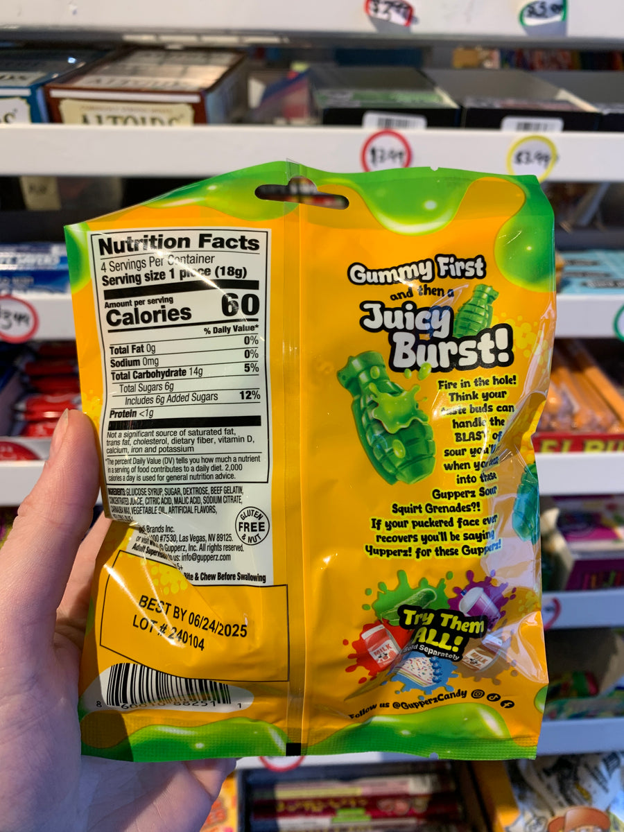 Gupperz Sour Squirt Grenades – Dessart Sweets Ice Cream & Candy Store