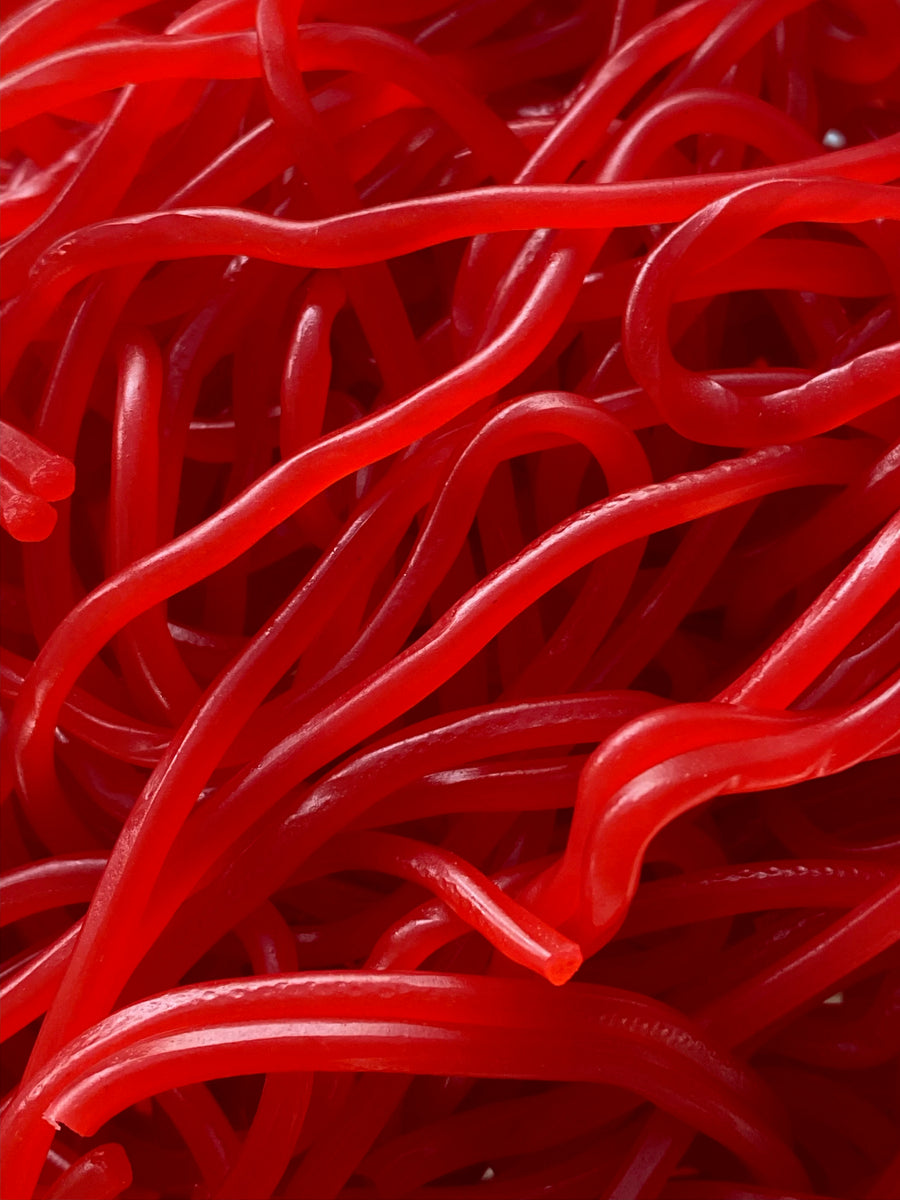 Strawberry Shoestring Licorice Laces – Dessart Sweets Ice Cream & Candy ...